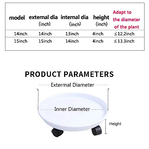 Plant Caddy, Indoor Outdoor Plant Stand with Wheels, Round Plant Stand for Flower Pot, Heavy Duty Potted Holder for Planter, Garden