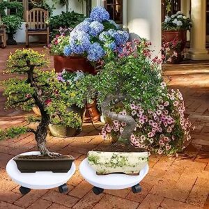 Plant Caddy, Indoor Outdoor Plant Stand with Wheels, Round Plant Stand for Flower Pot, Heavy Duty Potted Holder for Planter, Garden