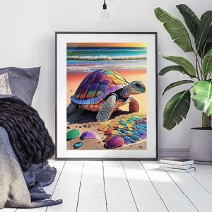 Buewutiry Turtle Diamond Painting Kits for Adults, 5D Diamond Art Kits for Adults, 12x16 Inch DIY Full Drill Diamond Dots Paintings Craft for Home Wall Art Decor