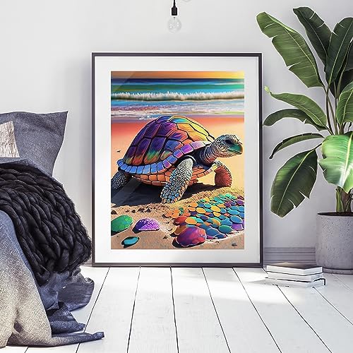 Buewutiry Turtle Diamond Painting Kits for Adults, 5D Diamond Art Kits for Adults, 12x16 Inch DIY Full Drill Diamond Dots Paintings Craft for Home Wall Art Decor