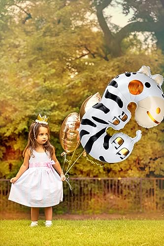 40 inch Number Balloons, Cartoon Zebra Balloon, Number 3 Balloon, Perfect Large Balloon for Fun 3rd 13 30 Birthday Decorations