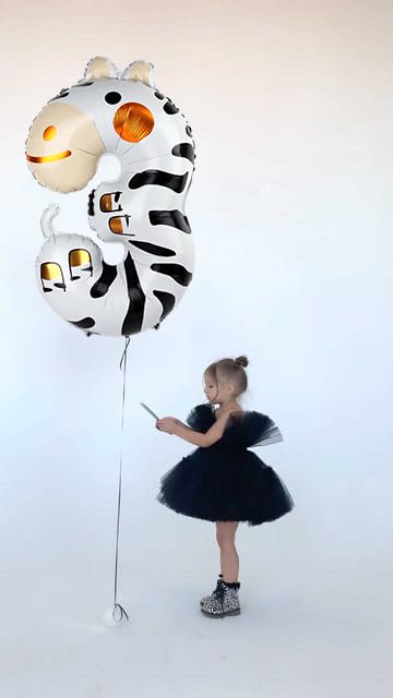 40 inch Number Balloons, Cartoon Zebra Balloon, Number 3 Balloon, Perfect Large Balloon for Fun 3rd 13 30 Birthday Decorations