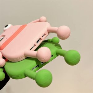 Bonici Men Women Super Funny Novelty Hotdog Sausage Mouth Big Eyes Green Frog Pink Frog Phone Case Soft TPU Silicone Rubber Phone Cover Compatible with iPhone 11, Full Body Protection -Green