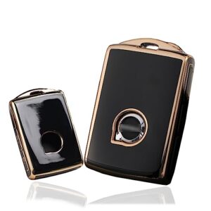 sanrily 1 pcs fashion golden edge tpu key fob case fit for volvo key fob cover xc90 xc60 s60 xc40 keyless full covered key shell black