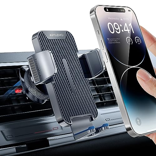 APQZHO Car Vent Phone Mount for Car [Upgrade Clip Never Fall] Hands Free Cell Phone Holder Car [Thick Cases Friendly] Car Phone Holder Fit for Smartphone, iPhone, Automobile Cradles Universal