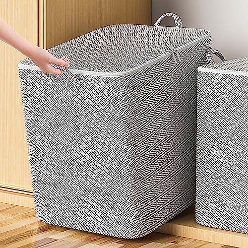 Non-Woven Zipper Storage Bag Moving Quilt Storage Basket Travel Large-Capacity Clothing Storage Bag (28x24x22 in)