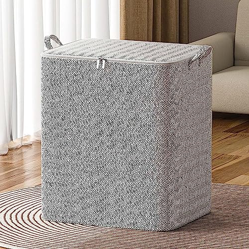 Non-Woven Zipper Storage Bag Moving Quilt Storage Basket Travel Large-Capacity Clothing Storage Bag (28x24x22 in)