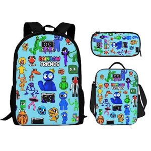 aenna cartoon game backpack set boys girls bookbag with pencil case lunch bag for teens school picnic travel