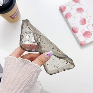 JYJFMLZC Compatible with iPhone 14 Pro Wavy Edge Shiny Stars Clear Cute Phone Case for Women Girls All-Around Soft TPU Anti-Collision Anti-Shock Transparent Phone Case for iPhone 14 Pro-Clear