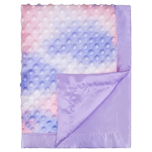 Silky Satin Baby Blanket+Bear Security Blanket for Girls Unique Tie Dye Minky Fabric with Soft Luxury Silk Silky Backing Toddlers Blanket for Sleeping Nursery Travel Decoration Purple 30 x 40 Inch