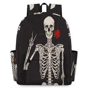 yocosy school backpack for boys girls black gothic vintage skull red rose kids backpack bookbag for elementary preschool travel daypack laptop backpack purse for women men teens