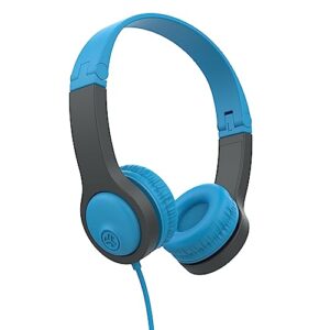 jlab jbuddies folding kids wired headphones gen 2, blue/grey, toddler headphones, noise isolation, kids safe, volume limiting headphones, headphones for children ages 2+