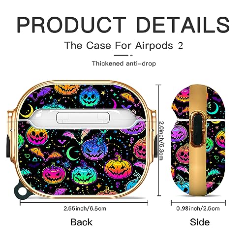 Bvatiuo for Airpods Pro 2nd Generation/1 Generation Case with Keychain,Airpods Pro 2 Case for Women Men, Full Protective Hard Shockproof AirPods Pro Case (2022/2019) (Halloween Pumpkin)