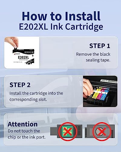 202XL Ink Cartridges Remanufactured Replacement for Epson 202 Ink Cartridges Multipack T202XL T202 to use with Workforce WF-2860 Expression Home XP-5100 Printer (1 Black, 1 Cyan, 1 Magenta, 1 Yellow)