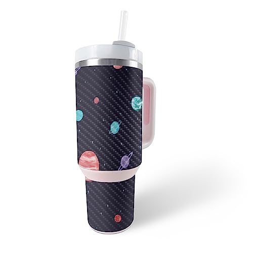 MightySkins Carbon Fiber Skin Compatible with Stanley The Quencher H2.0 FlowState 40 Oz Tumbler - Bright Night Sky | Protective, Durable Textured Carbon Fiber Finish | Easy to Apply