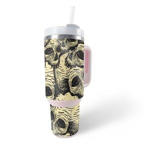 mightyskins skin compatible with stanley the quencher h2.0 flowstate 40 oz tumbler - puppy fall | protective, durable, and unique vinyl decal wrap cover | easy to apply, remove, and change styles