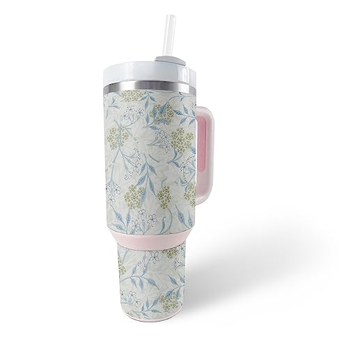 MightySkins Skin Compatible with Stanley The Quencher H2.0 FlowState 40 Oz Tumbler - Jasmine | Protective, Durable, and Unique Vinyl Decal wrap Cover | Easy to Apply, Remove, and Change Styles