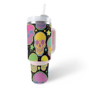 mightyskins skin compatible with stanley the quencher h2.0 flowstate 40 oz tumbler - puppy fall | protective, durable, and unique vinyl decal wrap cover | easy to apply, remove, and change styles