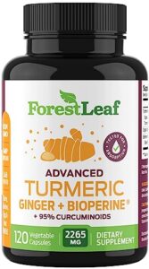 2265mg extra strength organic turmeric supplement - with bioperine and ginger for high absorption -turmeric curcumin with black pepper extract - 95% curcuminoids - herbal joint support (120 capsules)