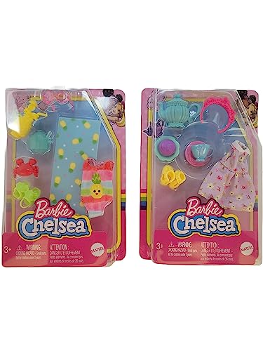 Barbie Chelsea Beach and Tea Party Accessory Fashion Pack Bundle (Pack of 2)