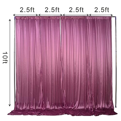 SweetEasy 2packs 5ftx10ft Photography Backdrop Drapes Curtains Wedding Backdrop for Baby Shower Birthday Home Party Event Festival Restaurant Reception Arch Decoration (Deep Ruby)