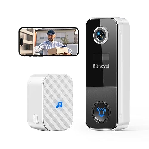 Wireless Doorbell Camera,2K Smart Video Doorbell,Door Bell Cameras Wireless with Chime,Wifi Doorbell,3:4 Aspect Ratio,2-Way Audio,Anti-Theft Alarm,PIR Detect,Alexa,Battery Doorbells for Home Security