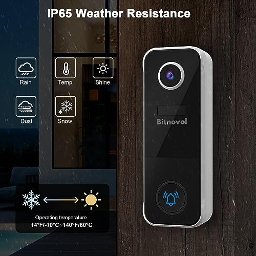 Wireless Doorbell Camera,2K Smart Video Doorbell,Door Bell Cameras Wireless with Chime,Wifi Doorbell,3:4 Aspect Ratio,2-Way Audio,Anti-Theft Alarm,PIR Detect,Alexa,Battery Doorbells for Home Security