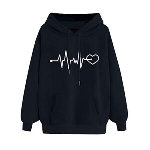 summer clothes 2024 fashion sudaderas capucha forma corazón para mujer sudadera manga larga bolsillo delantero lindo suéter otoño invierno z4-black 3x-large