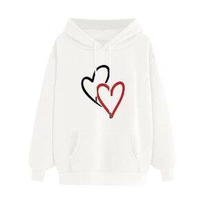 womens graphic tees 2023 summer sudaderas capucha forma corazón para mujer sudadera manga larga bolsillo delantero lindo suéter otoño invierno z3-white large