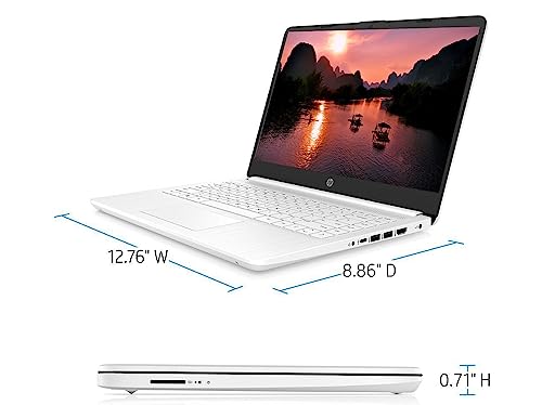 HP 2023 Newest Upgraded Laptops for Student & Business, 14'' HD Computer, Intel Celeron N4120 Quad-Core, 8GB RAM, 128GB(64GB SSD+64GB Card) Fast Charge, Windows 11, White (14-dq0052dx)