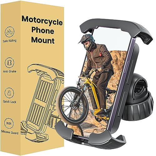 COICER Bike Phone Holder, Motorcycle Phone Mount Motorcycle Handlebar Cell Phone Clamp, Scooter Phone Clip for iPhone 14 Plus/Pro Max, 13 Pro Max, S9, S10 and More 4.7" - 6.8" Smartphones