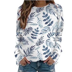 lawor womens t shirts 2023 summer sudadera gran tamaño mujer camisa retales florales jersey manga larga cuello redondo estampado mármol ropa otoño q3-sky blue x-large