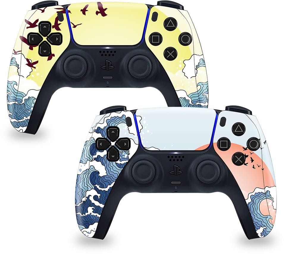 MasiBloom® Gaming Controllers Sticker Decals Cover Skin for PS5 Playstation 5 Digital/Optical Drive Version(Seagull Sunset) (Seagull Sunset)