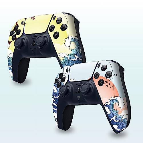 MasiBloom® Gaming Controllers Sticker Decals Cover Skin for PS5 Playstation 5 Digital/Optical Drive Version(Seagull Sunset) (Seagull Sunset)