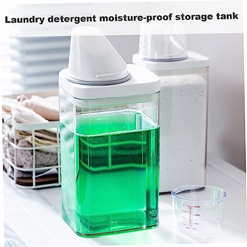 Washing Powder Storage 1100ml Laundry Detergent Dispenser with Measuring Cup Moisture-Proof Reusable Empty Soap Detergent Box Container 21 * 10.5 * 8.5cm