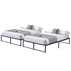 vecelo 14 inch queen size metal platform bed frame,industrial（2 set）