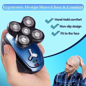 Head Shaver for Bald Men,5 in 1 Bald Head Shavers for Men Cordless,Waterproof Wet/Dry 5 Head Mens Electric Razor for Head Face Shaving, USB Mans Grooming Kit Rechargeable,Rotary Shaver Gift for Men