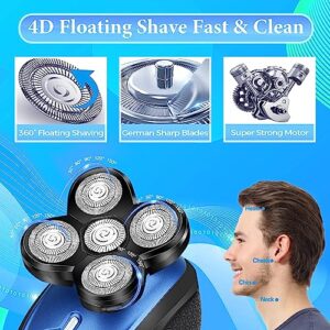 Head Shaver for Bald Men,5 in 1 Bald Head Shavers for Men Cordless,Waterproof Wet/Dry 5 Head Mens Electric Razor for Head Face Shaving, USB Mans Grooming Kit Rechargeable,Rotary Shaver Gift for Men