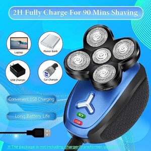 Head Shaver for Bald Men,5 in 1 Bald Head Shavers for Men Cordless,Waterproof Wet/Dry 5 Head Mens Electric Razor for Head Face Shaving, USB Mans Grooming Kit Rechargeable,Rotary Shaver Gift for Men