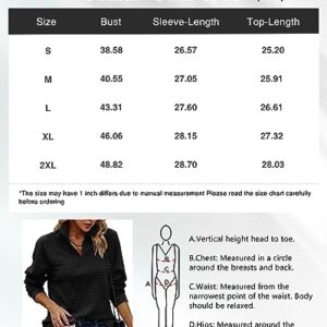 BTFBM Womens 2023 Fall Fashion Quarter Zip Sweatshirts Half Zip Casual Long Sleeve Solid Color V Neck Pullover Tops(Solid Black,Medium)