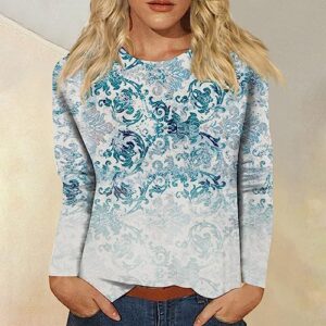 Womens Hoodies Pullover Graphic,Womens Plus Fall Clothes Women's White Sweatshirts No Hood Nightgowns for Women Long Sleeve Graphic Tees Women Oversized Girls Red Sweater(1-Light Blue,3X-Large)