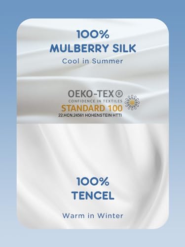 Mulberry Silk Pillowcase for Hair and Skin, SGMSILK 22 Momme Natural 6A Silk Pillow Case with Zipper Soft Texture, Single Sided Washable Pure Silk Pillow Cover(White, Standard 20"x26")