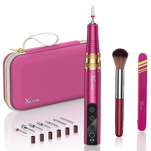 YBLNTEK Electric Nail File, 35,000 RPM Portable Electric Nail Drill for Acrylic Gel Nails, Cordless Nail Drill for Home Salon Manicure and Pedicure, Red