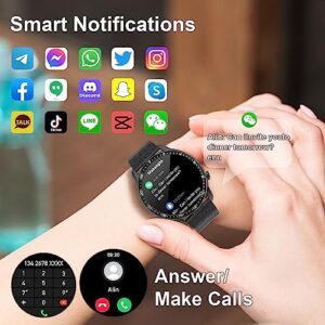 LogHog Smart Watches for Women Men Android iPhone Round 1.43HD AMOLED Display Bluetooth Modern Activity Calorie Fitness Tracker Blood Pressure Heart Rate Monitor Waterproof