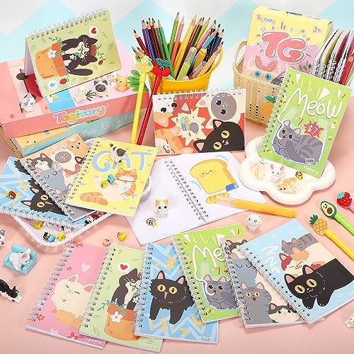 Tagitary Mini Notepads Cat Style Journal Notebooks,5.7X4 INCH Cat Themed Party Favors,16 PCS Small Pocket Notebooks,Fun School Classroom Prizes Goodie Bag Stuffers,Birthday Party Supplies for Kids