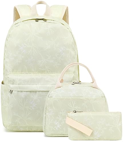 Bluboon Teen Girls School Backpack Kids Bookbag Set with Lunch Box Pencil Case Travel Laptop Backpack Casual Daypacks (Beige)