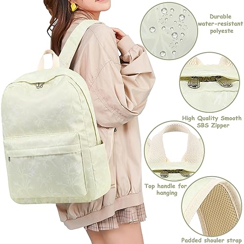 Bluboon Teen Girls School Backpack Kids Bookbag Set with Lunch Box Pencil Case Travel Laptop Backpack Casual Daypacks (Beige)