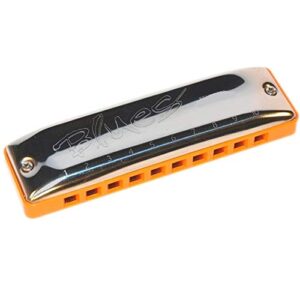 waazvxs harmonica blues diatonic 10 holes 20 notes harp key of c abs comb stainless reeds musical instruments (color : orange)