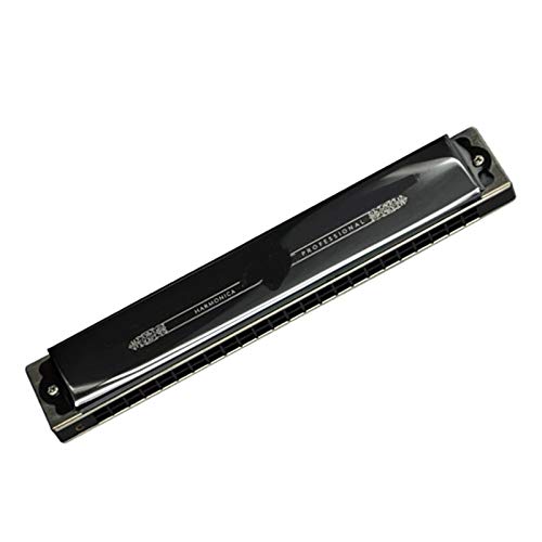 WAAZVXS 24 Holes Harmonica Mouth Organ Key Of C Musical Instruments ABS Comb Silver Black Blue Wind Wood Harp (Color : Black Key of C)