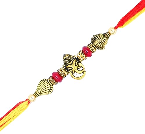 Vakratunda Ganesha Rakhi for Brother Multicolor Beautiful & Fancy Designer Thread Raksha Bandhan Rakhi for Loving Brother Bhai RURAKH009